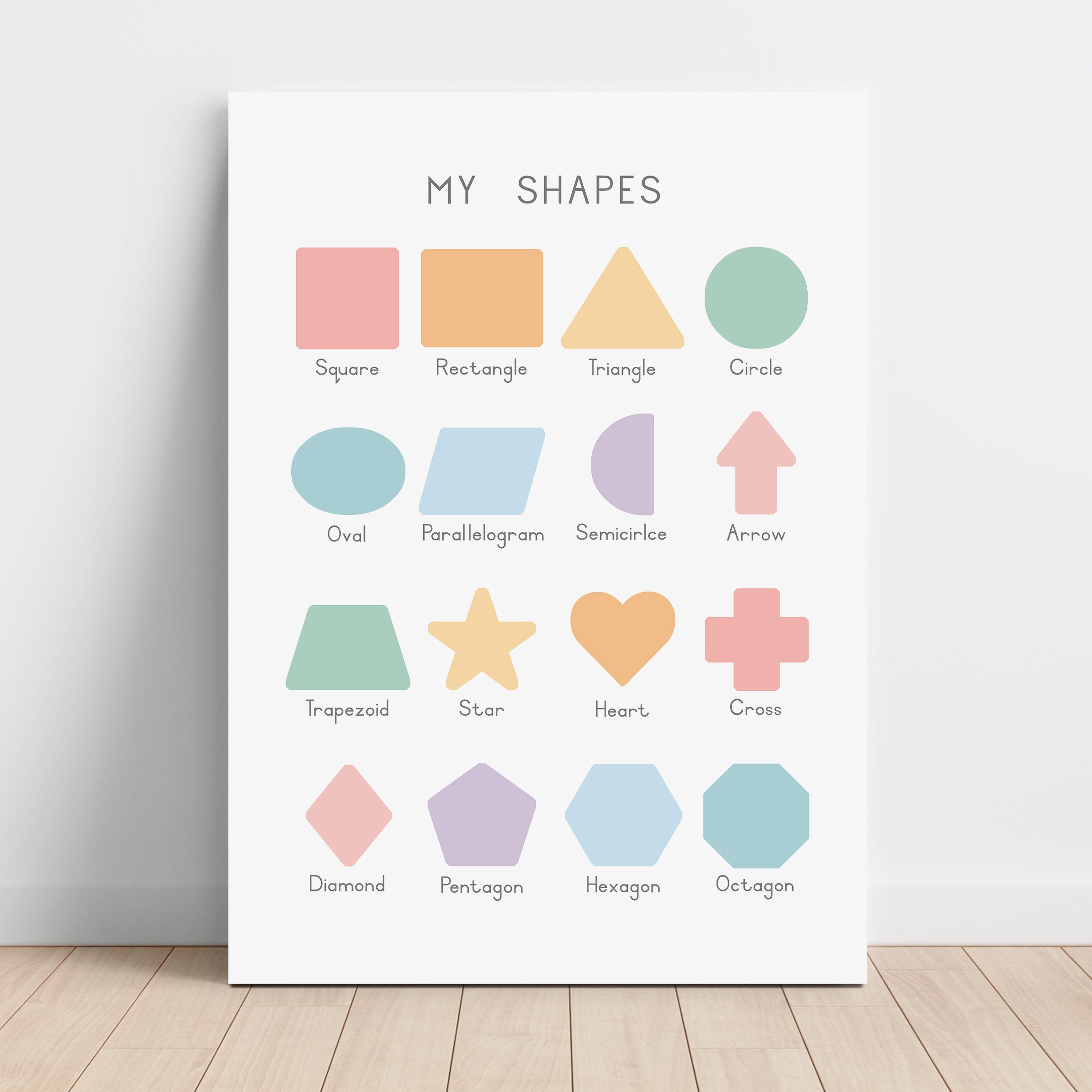 Pastel Rainbow Shapes Poster, Classroom Decor, My Shapes, Educational ...