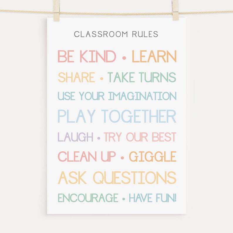 Pastel Rainbow Classroom Rules Capitals Poster, Classroom Rules ...