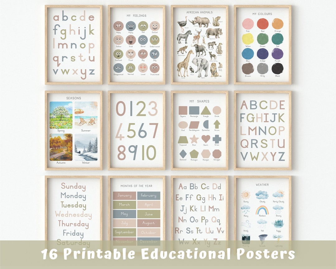 Set of 16 Educational Posters - Earth, Classroom Decor, Homeschool ...