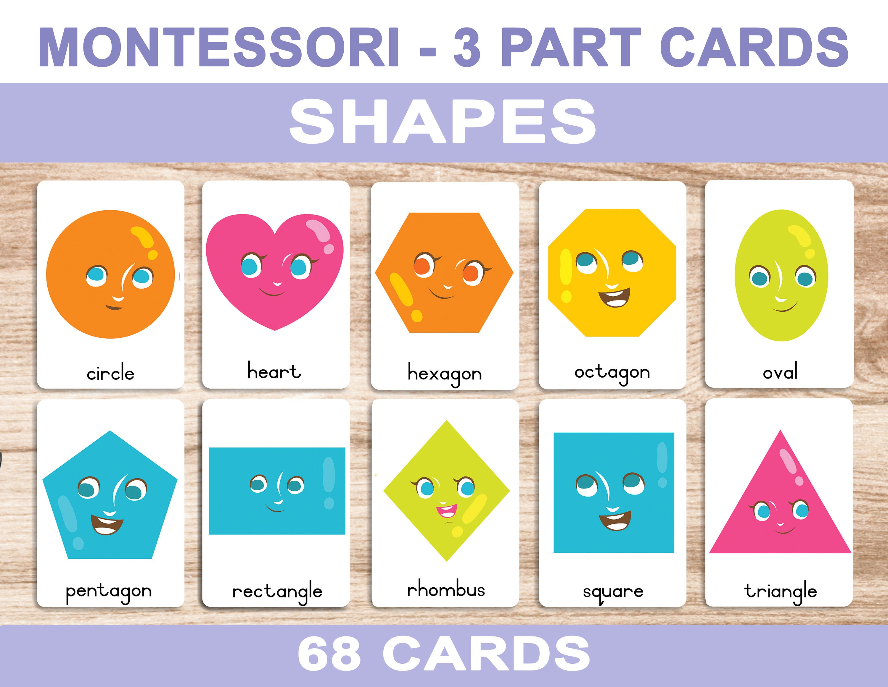 Shapes • Printable Flash Cards • 3 Part Cards • Montessori Cards ...