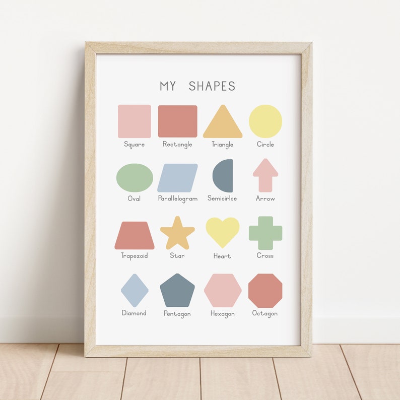 Rainbow Shapes Poster, Classroom Decor, My Shapes, Educational Print ...