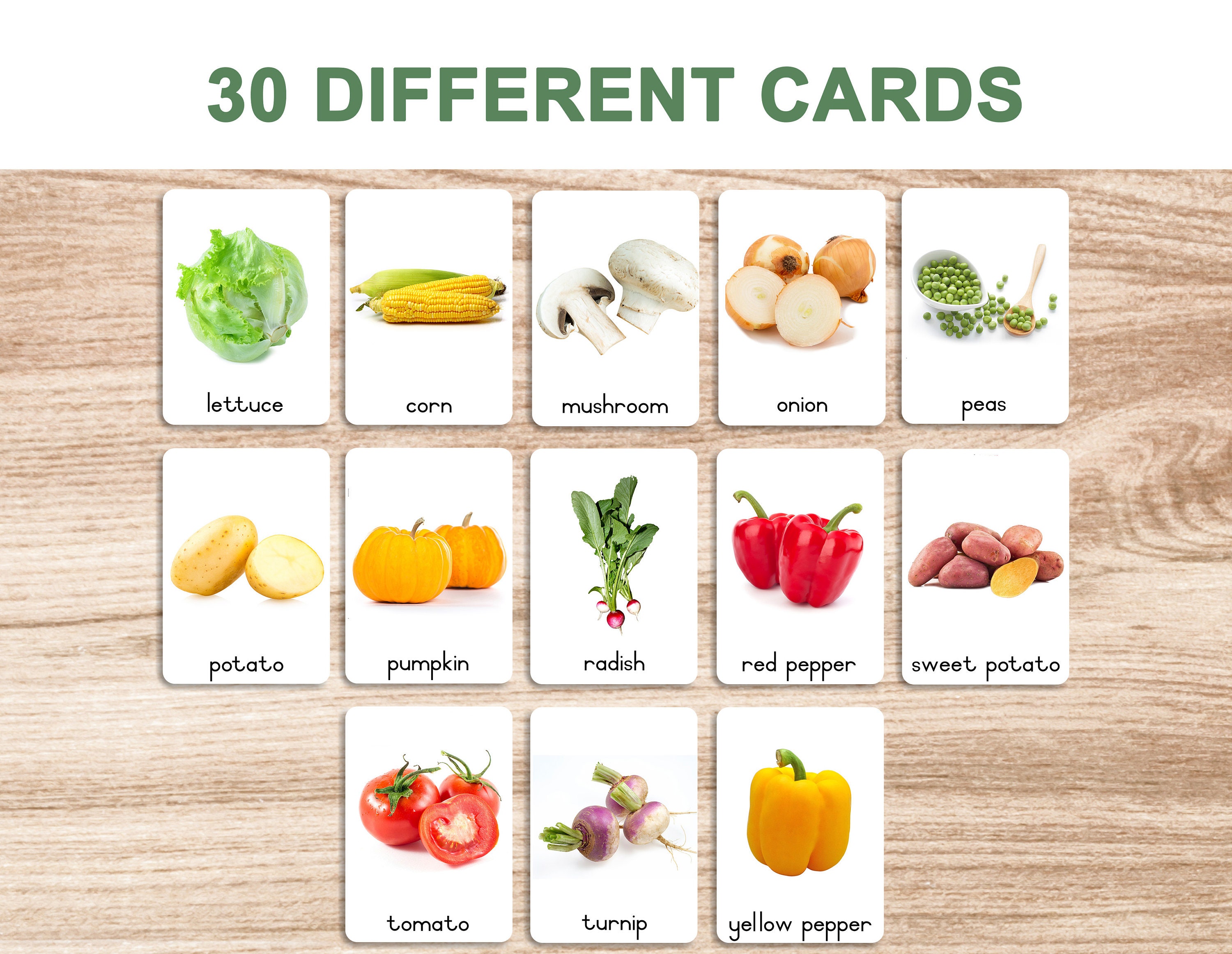 Vegetables • Printable Flash Cards • 3 Part Cards • Montessori Cards ...