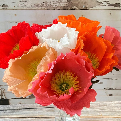 Paper Poppies Crepe Paper Poppy Poppy Centerpiece Poppy - Etsy
