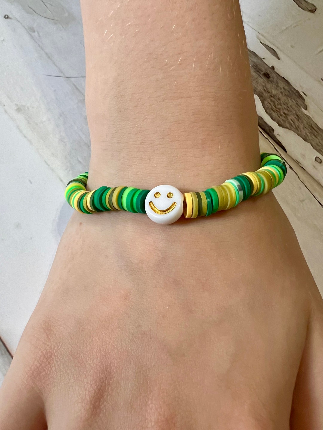 Meadow Polymer Clay Smiley Face Bracelet - Etsy