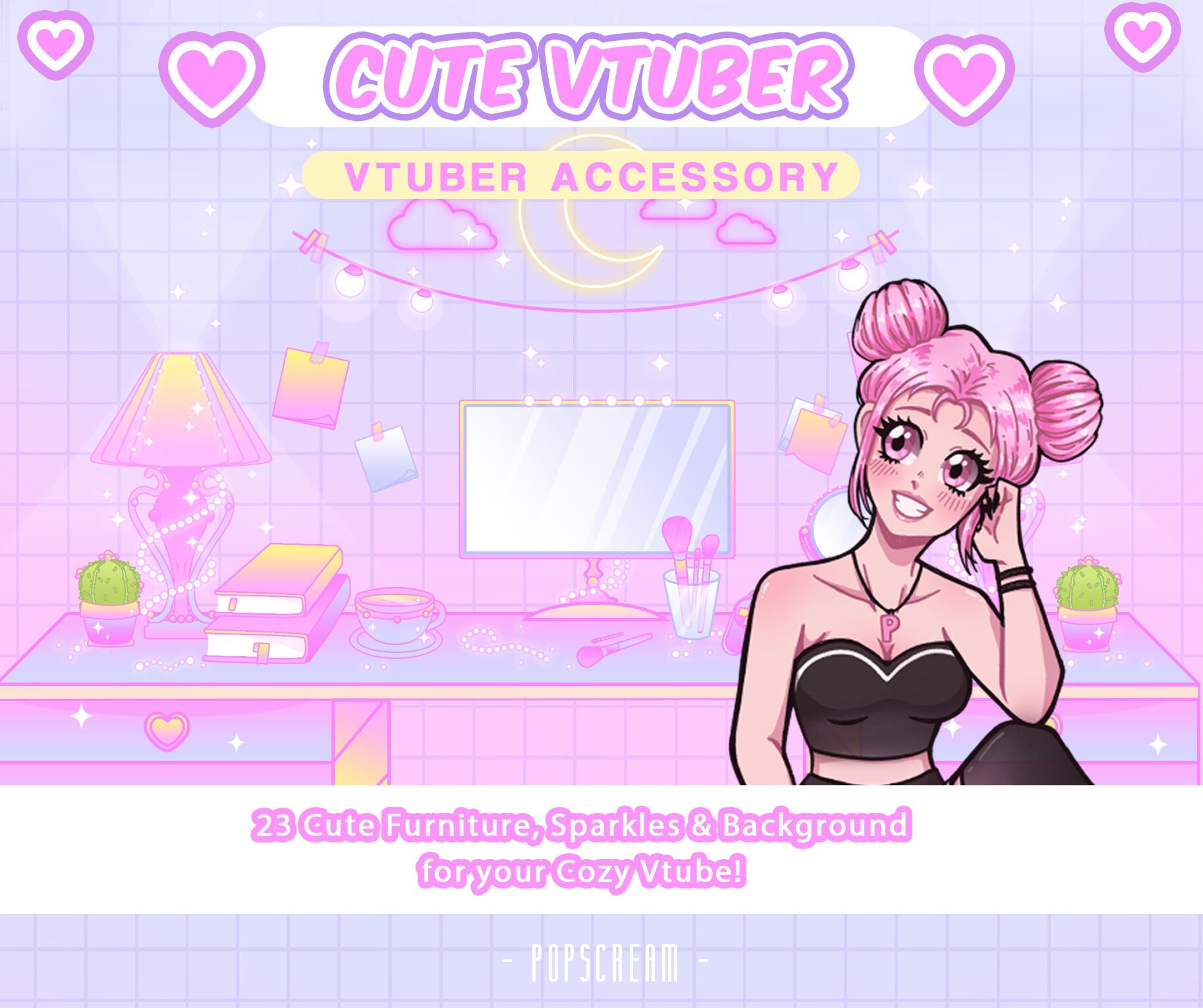 Pink Accessories : cute Vtuber Aesthetic Room | Etsy