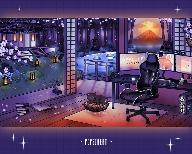 Aesthetic Japanese Shrine Petals Animated Stream Screens : - Etsy