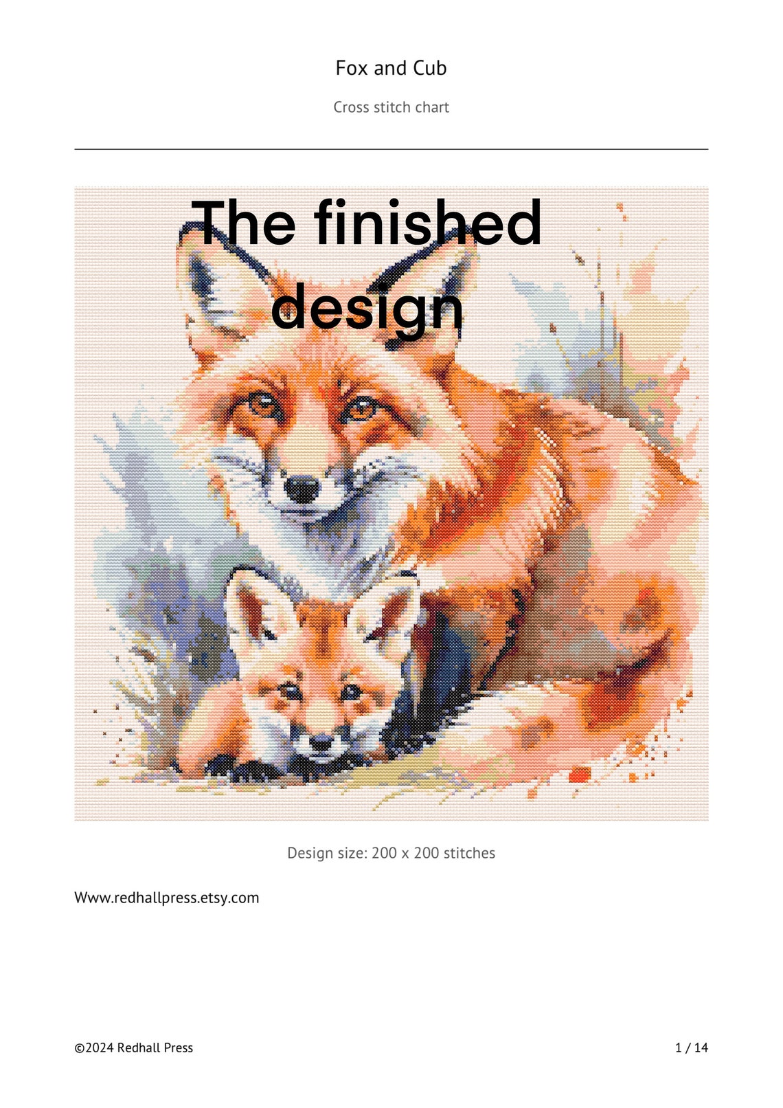 Fox Cross Stitch Pattern, Instant Download, Gift for Her, Nature Art ...