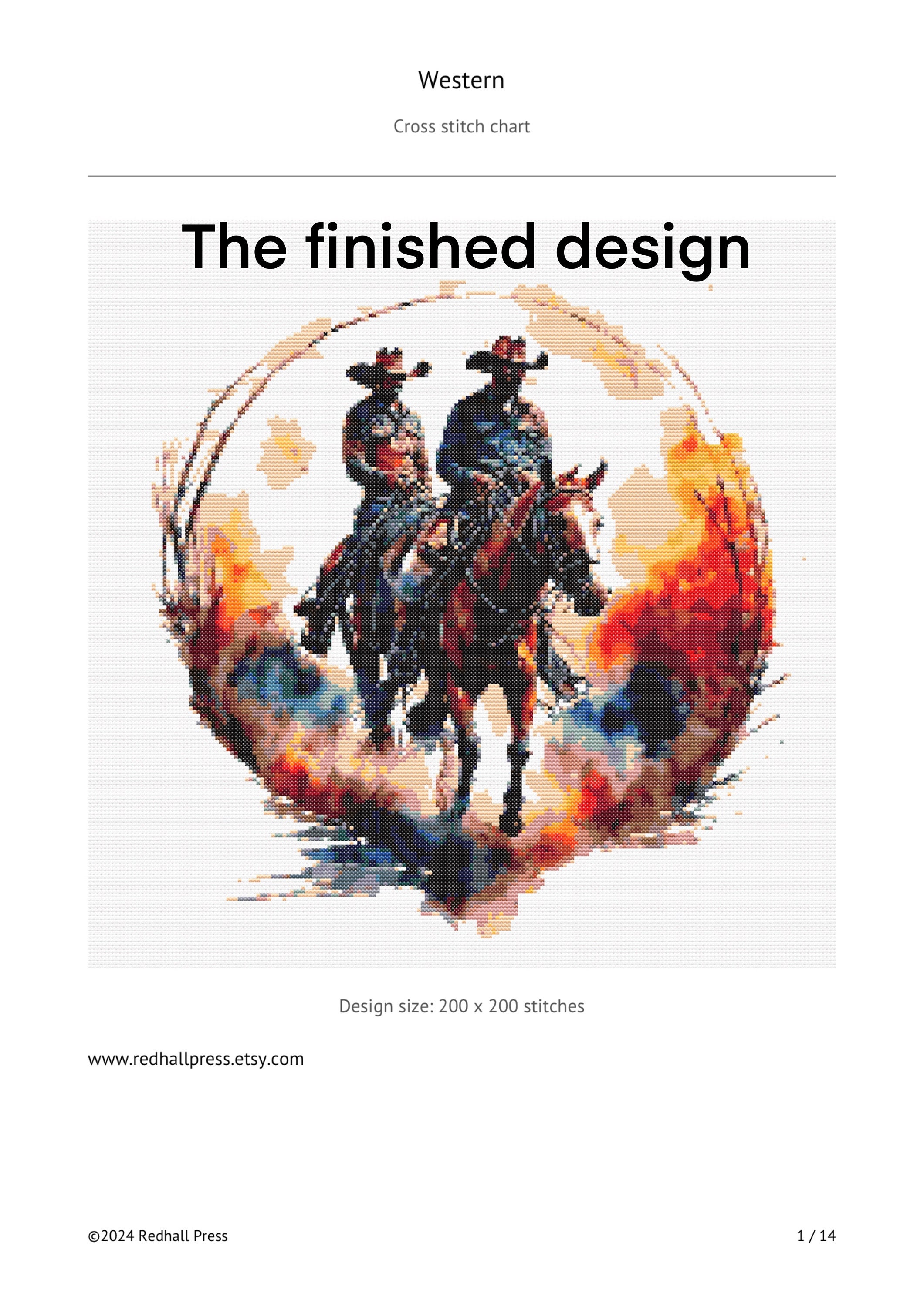 Western Scene,cross Stitch Pattern, Instant Download, Gift for Her ...