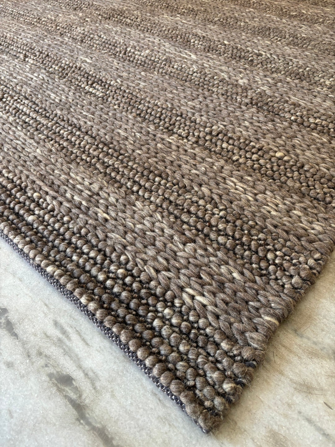 Hand Woven Chunky Wool Rug - Braided Scandinavian Decor , Living Room ...
