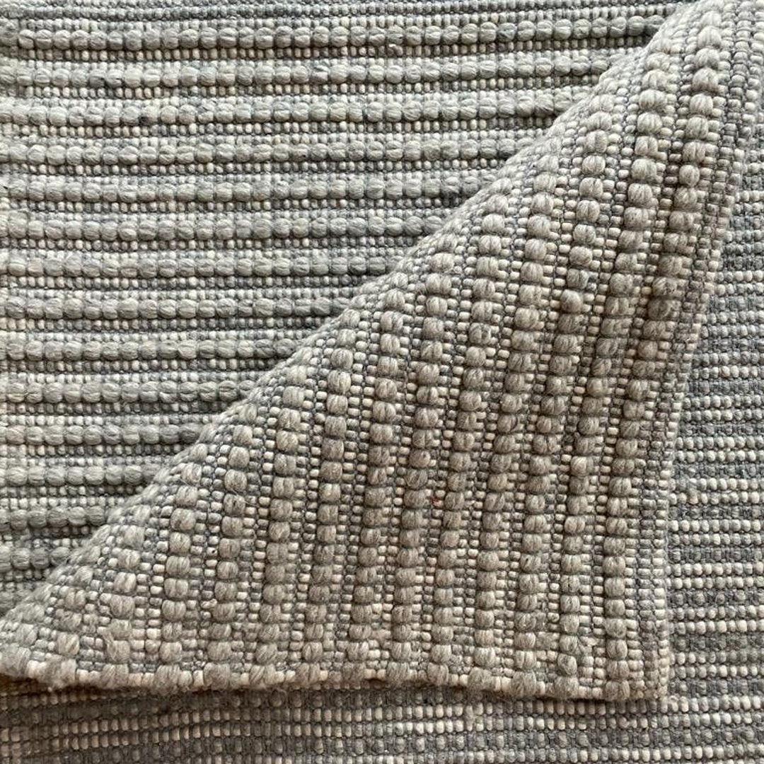 Hand Woven Grey Wool Area Rug, Chunky Knit Loop, Custom Size - Etsy