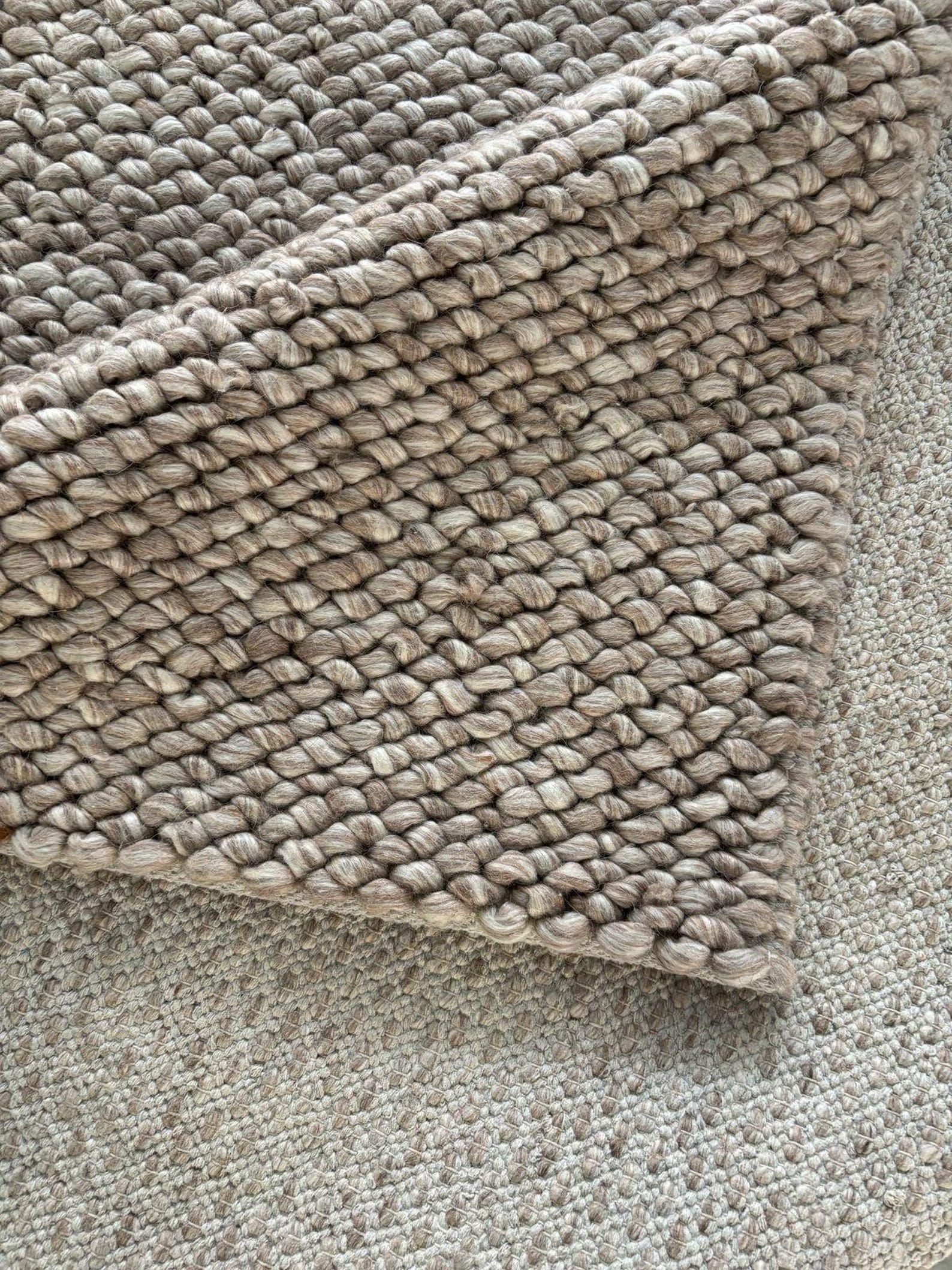 Handwoven Chunky Wool Rug – Beige Fisheye Knit, Neutral Area Rug - Etsy