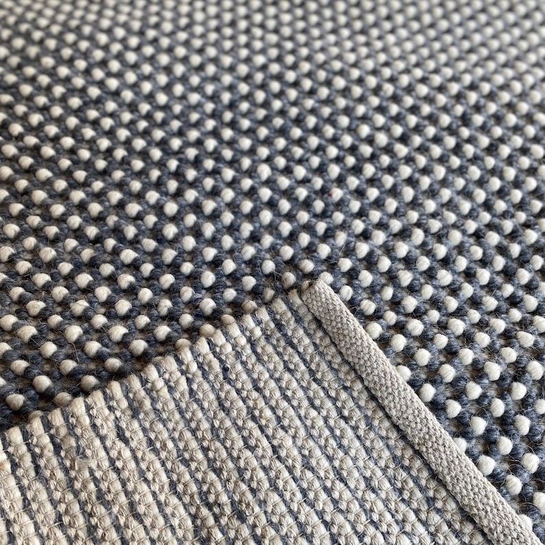 Hand Woven Knitted Chunky Loop Grey White Wool Area Rug. - Etsy