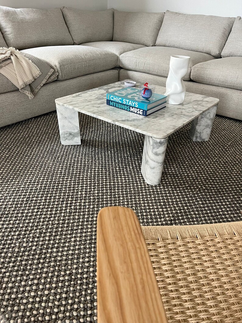 Hand Woven Knitted Chunky Loop Grey White Wool Area Rug. - Etsy