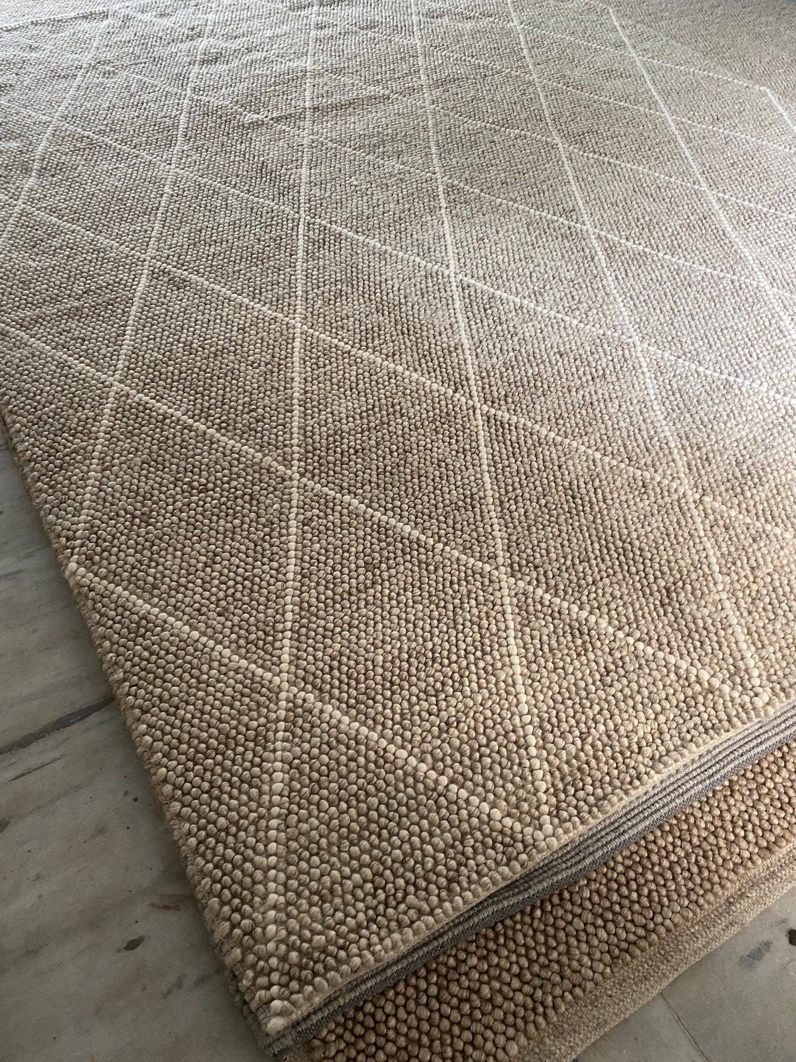 Hand Woven Loop Chunky Rhombus Grey & Beige Wool Area Rug. - Etsy UK