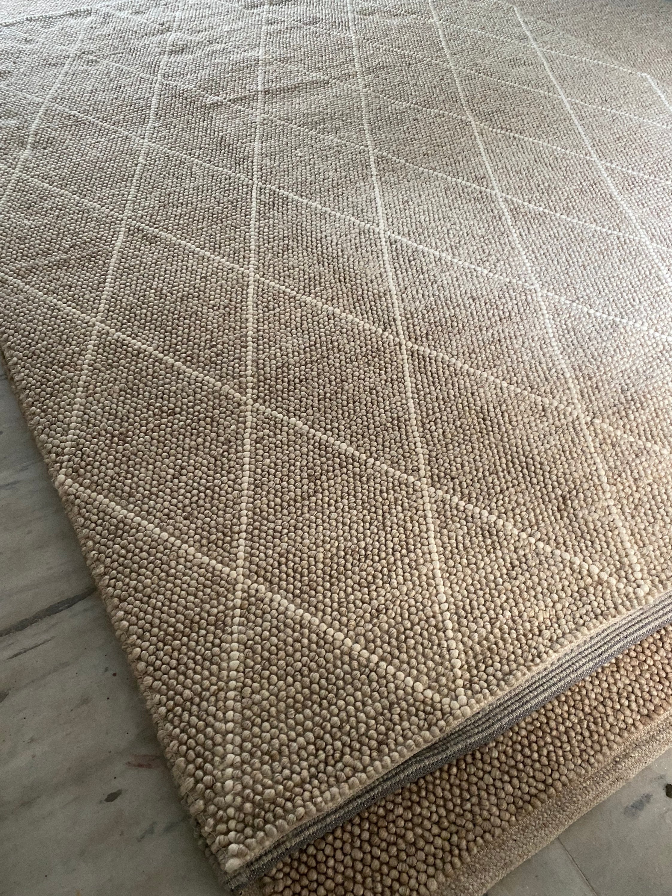 Hand Woven Loop Chunky Rhombus Grey & Beige Wool Area Rug. - Etsy UK
