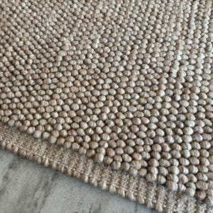 Cozy Beige Wool Rug With Custom Options - Handwoven Chunky Loop Style ...