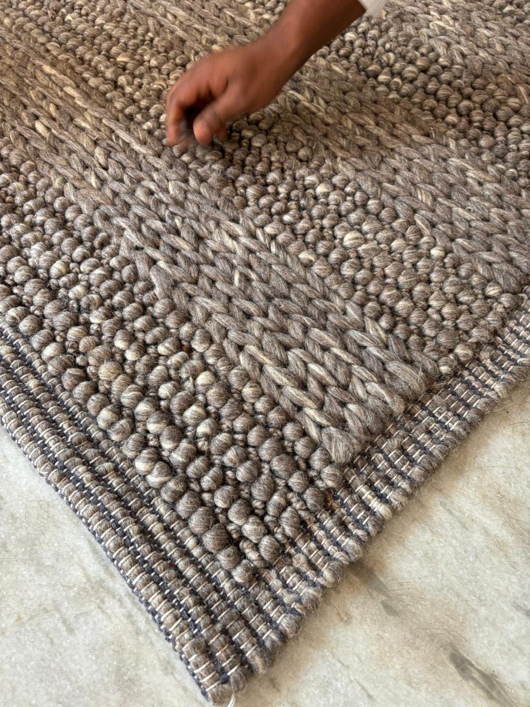 Chic Custom Brown Chunky Loop & Braided Soft Felted New Zealand Wool ...
