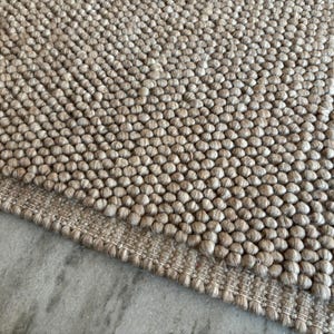 Cozy Beige Wool Rug With Custom Options - Handwoven Chunky Loop Style ...