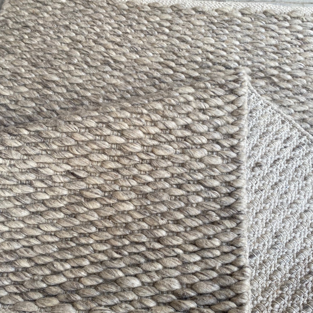 Beige Hand Woven Knitted Chunky Wool Rug. Personalized - Scandinavian ...