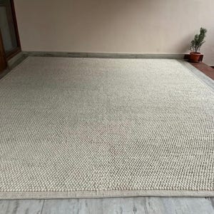 Cozy Beige Wool Rug With Custom Options - Handwoven Chunky Loop Style ...