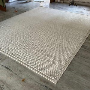 Cozy Beige Wool Rug With Custom Options - Handwoven Chunky Loop Style ...