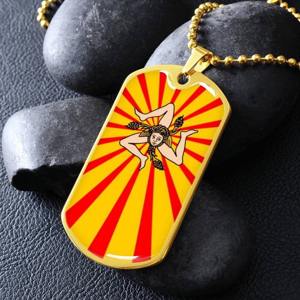 Sicilian Trinacria Imperial Sicily Flag Dog Tag With Military Ball ...