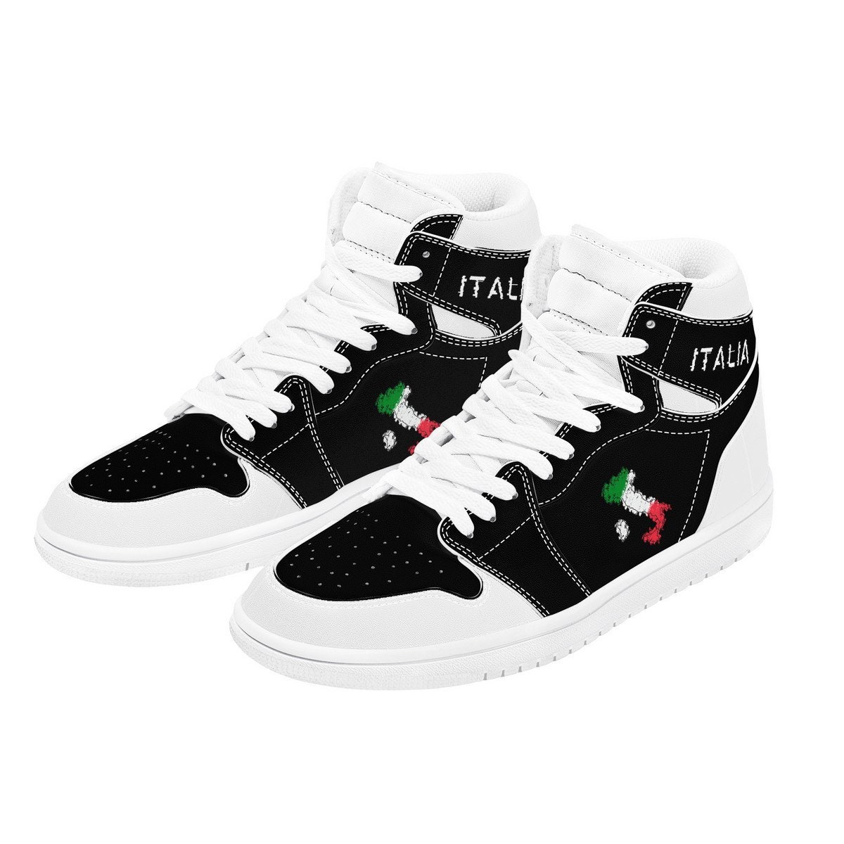 Italia Flag Map Grunge High-top Leather Sneakers Italy Flag Unisex ...
