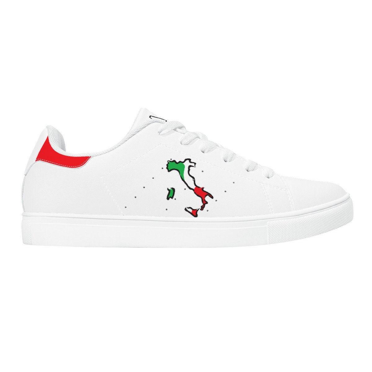 Italian Flag Map Low-top Leather Sneakers White Italy Flag - Etsy