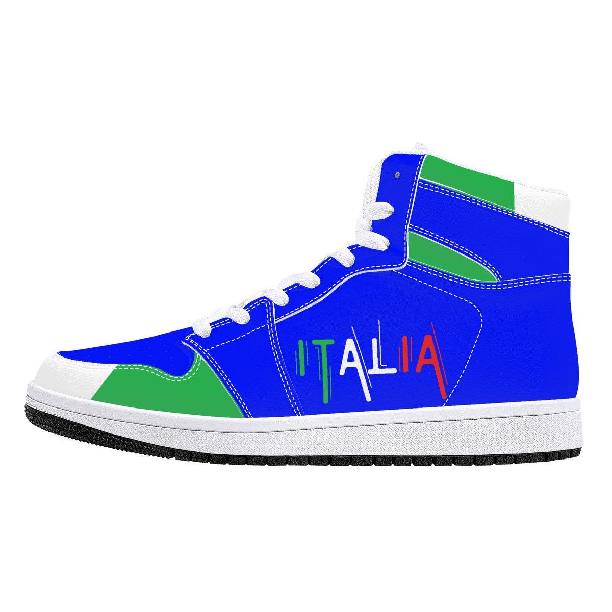 Italia High-top Leather Sneakers - Blu Italia Sport Shoes Italian Flag ...