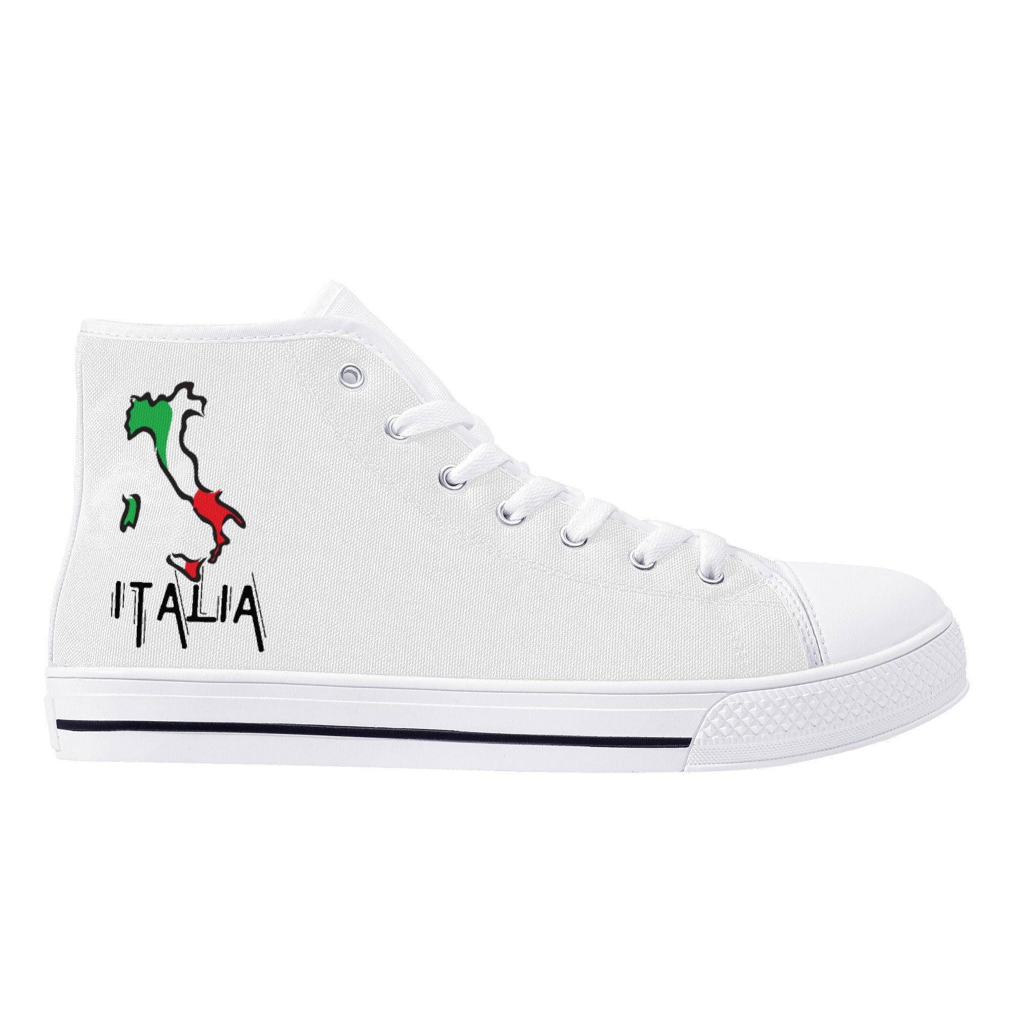 Italy Flag Map High-top Canvas Shoes - White Italian Flag Sneakers Gift ...