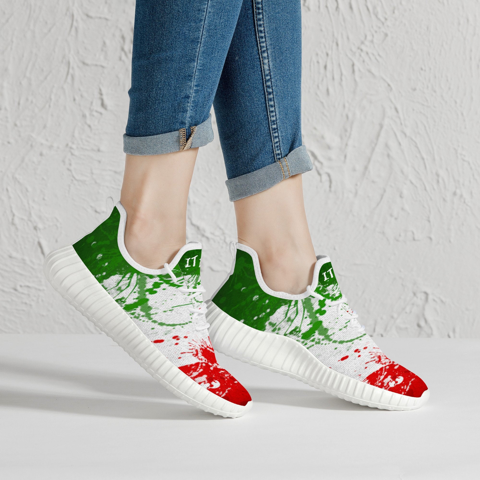 Italia Italy Flag Paint Art Mesh Knit Sneakers Italian Flag | Etsy