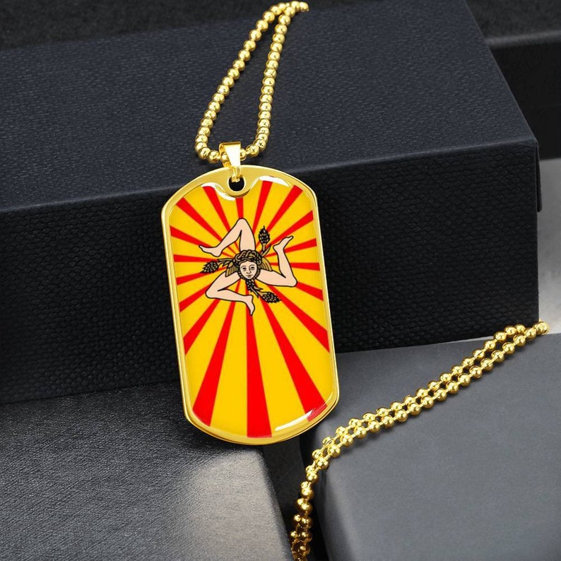 Sicilian Trinacria Imperial Sicily Flag Dog Tag With Military Ball ...