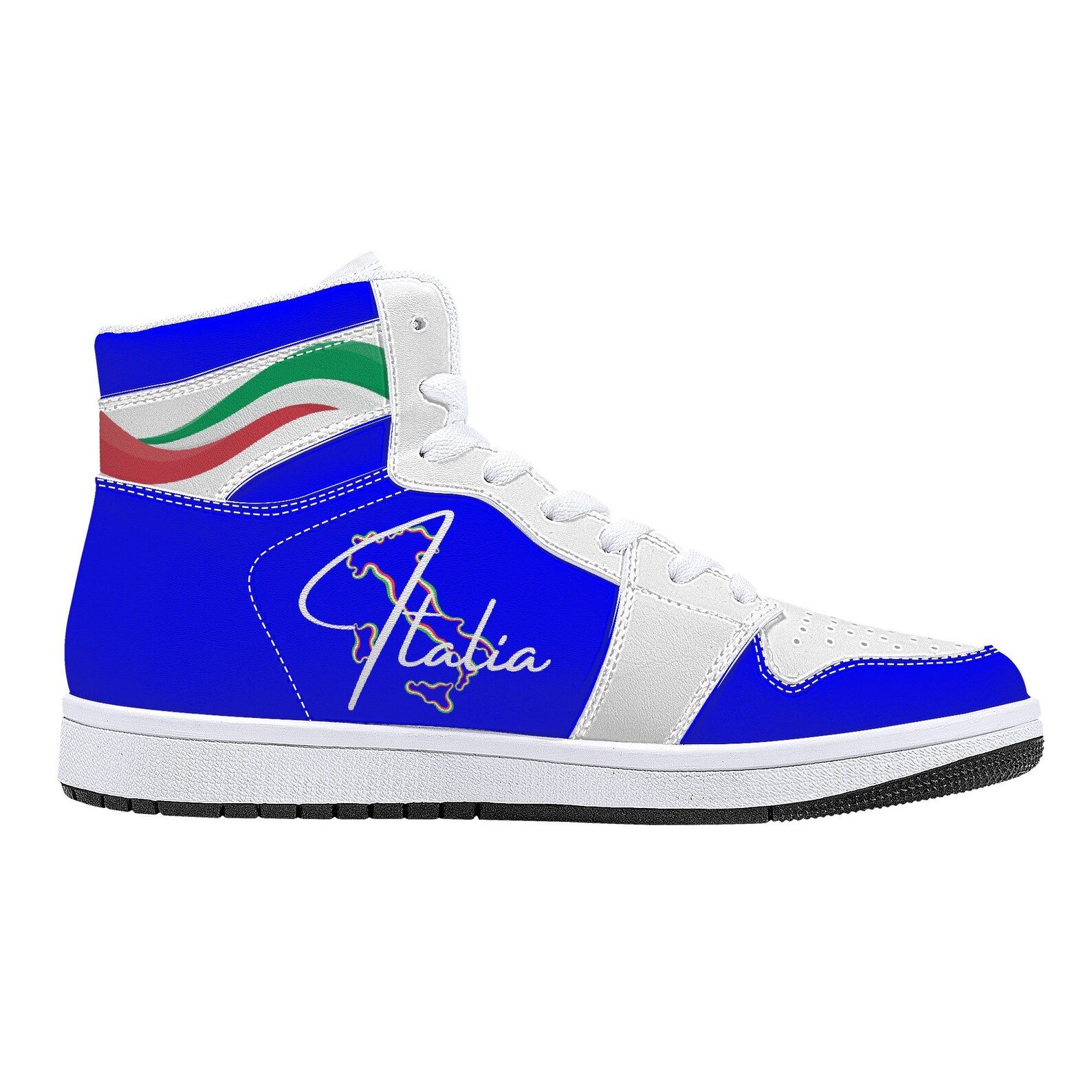 Italia Flag Map Wave Blu High-top Leather Sneakers - Etsy