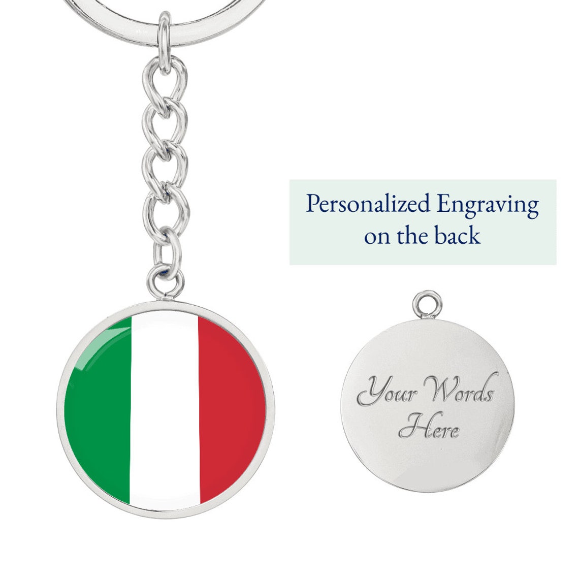 Italy Flag Circle Keychain Gift Idea for Italians and Italy | Etsy