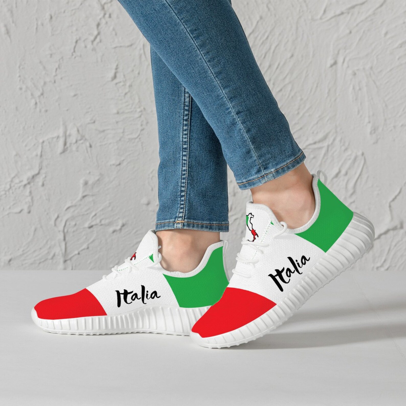 Italian Flag Mesh Knit Sneakers Italia Sneakers Cool Gift Idea - Etsy