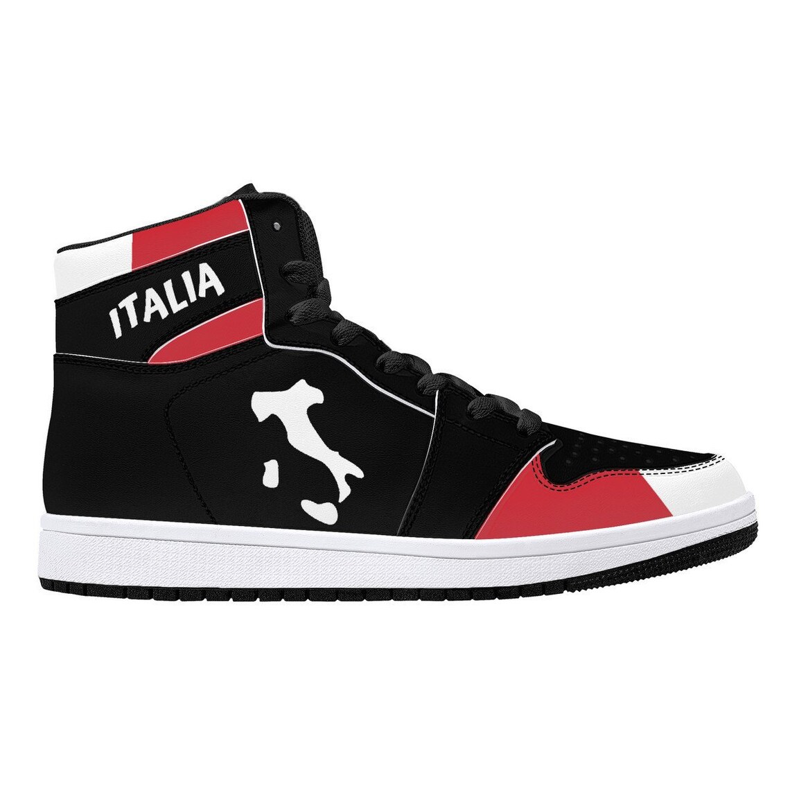 Italy Flag Map High-top Leather Sneakers - Black Italia Sport Shoes ...