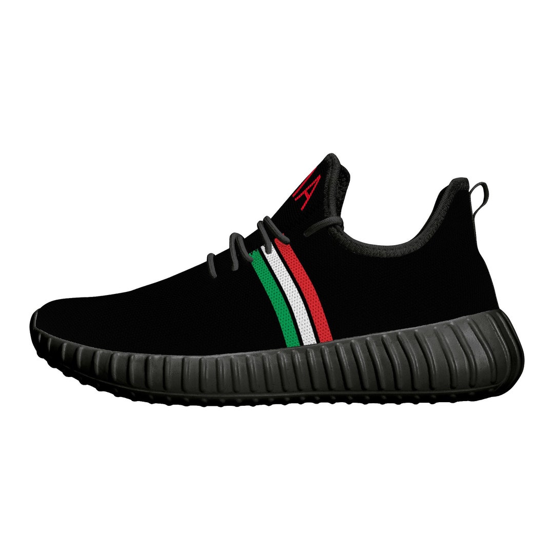 Italia Italy Flag Mesh Knit Sneakers - Black Edition Italian Flag ...
