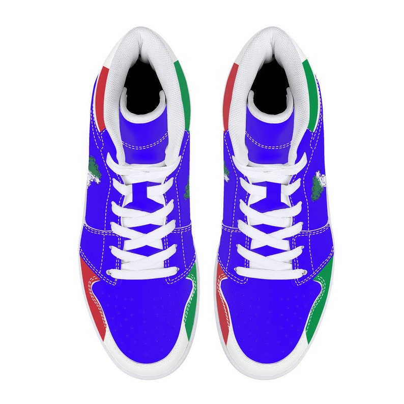 Italian Flag Map High-top Leather Sneakers Blu Italy Flag Sport Shoes ...