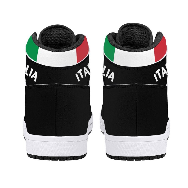 Italy Flag Map High-top Leather Sneakers Black Italia Sport Shoes ...
