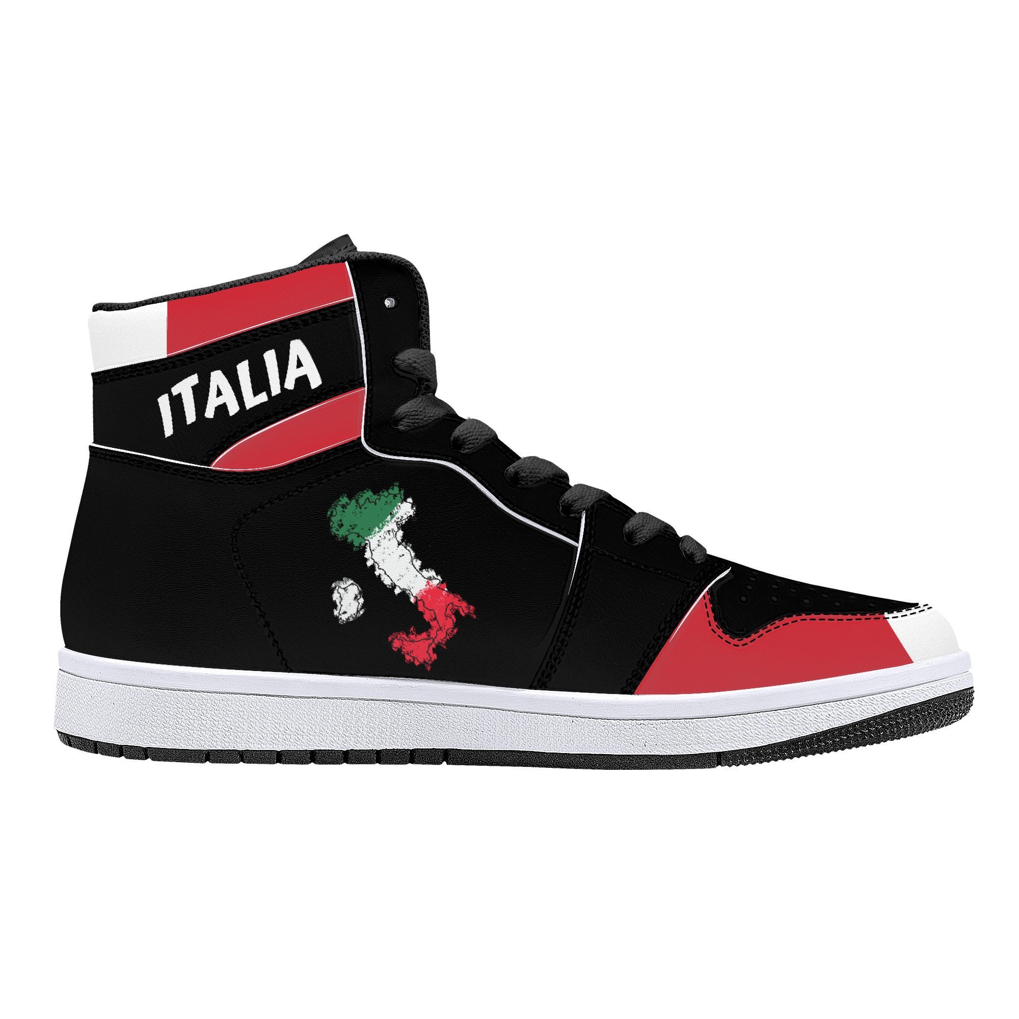 Italian Flag Map High-top Leather Sneakers Italy Flag Sport - Etsy