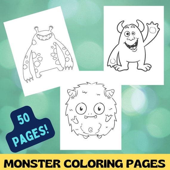 50 Printable Monster Pages Monster Coloring Book Monster | Etsy