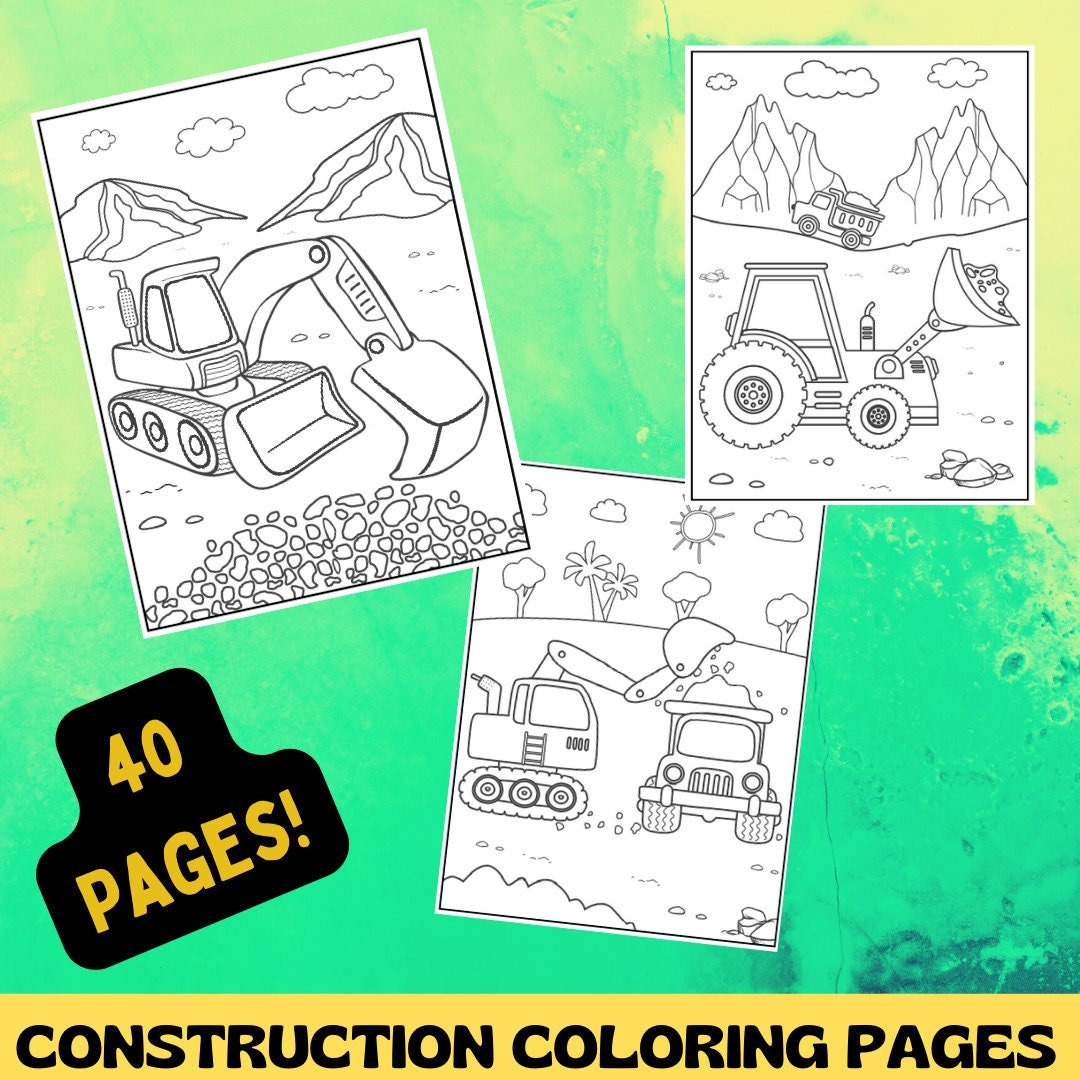 40 Printable Construction Truck Pages | Construction Coloring Book ...