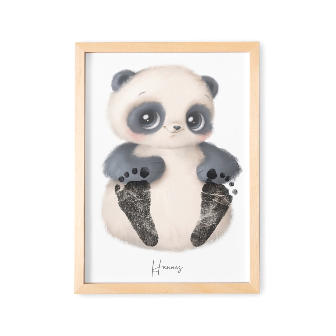 Baby Footprint Picture Panda Footprints Personalized Baby Gift for ...