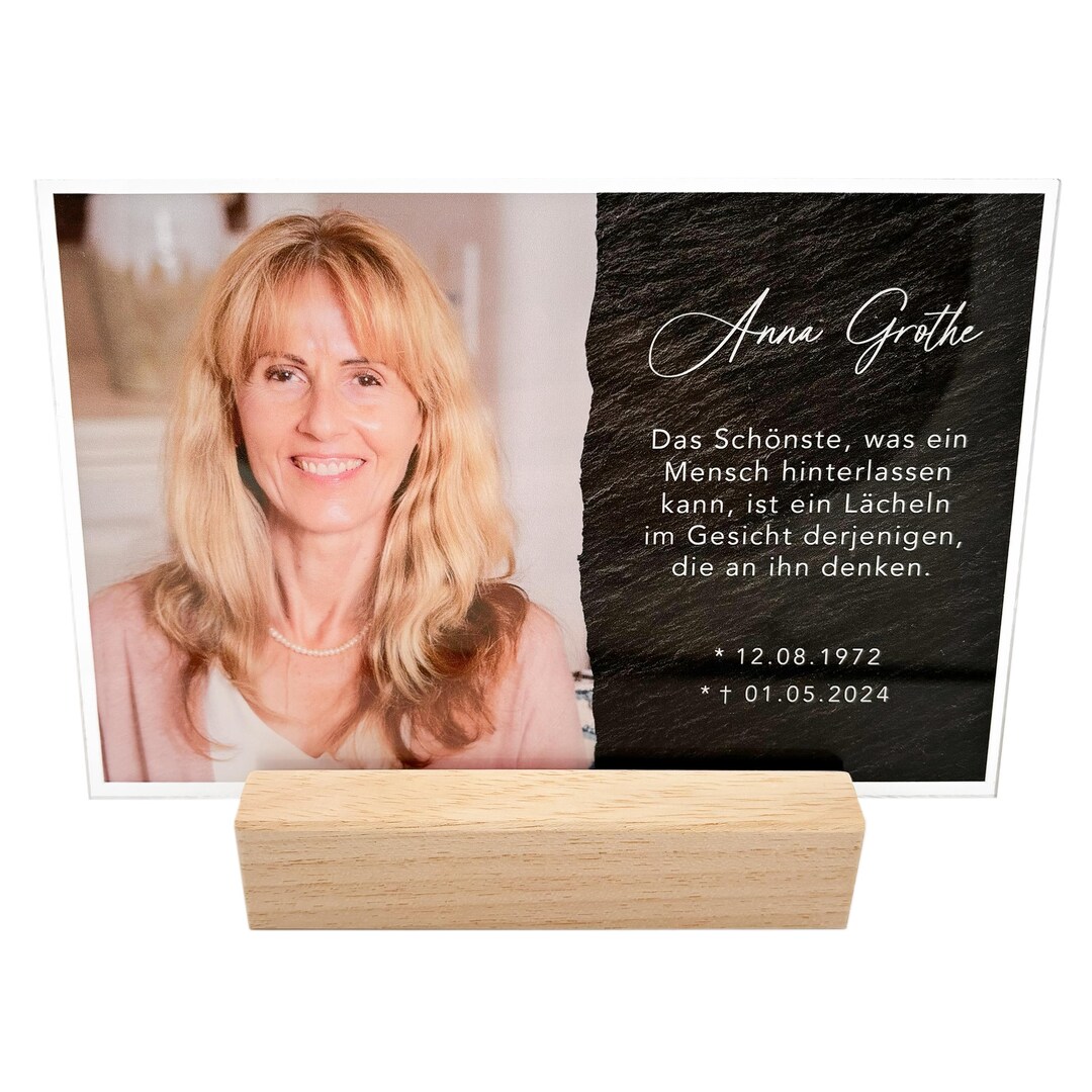 Memorial Plaque for Deceased People, Memorial Gift, Acrylic Glass ...