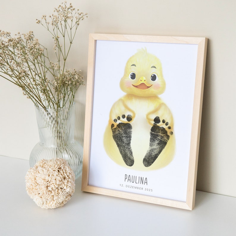 Baby Footprint Picture With Duck Footprints Poster Baby Gift With ...
