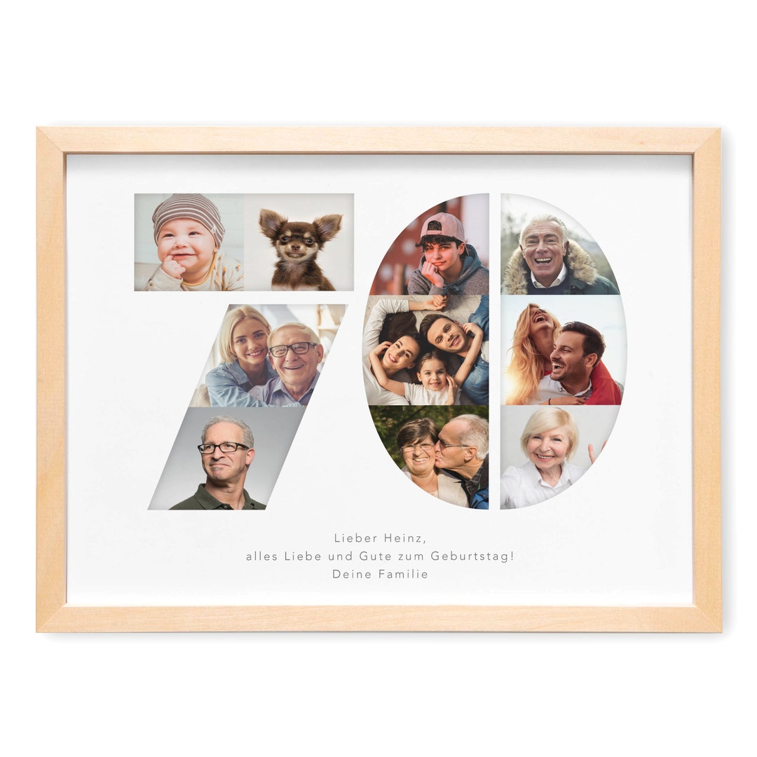 70. Geburtstag Frau Mann Geschenk Fotocollage 70 personalisiert mit Fotos Fotogeschenk ...