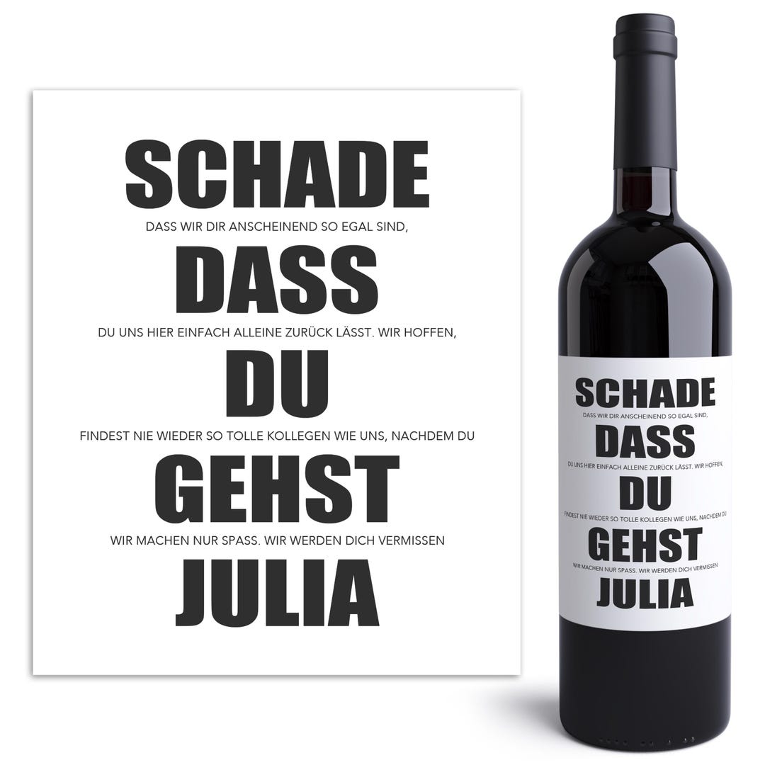 Too Bad You're Leaving Farewell Gift Colleagues Wine Labels ...