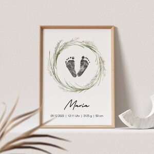 Personalized Birth Poster With Footprint - Baby Poster, 1st Birthday ...