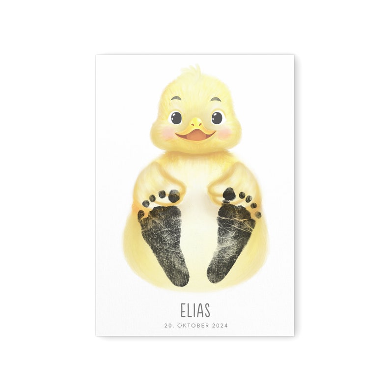 Baby Footprint Picture With Duck Footprints Poster Baby Gift With ...