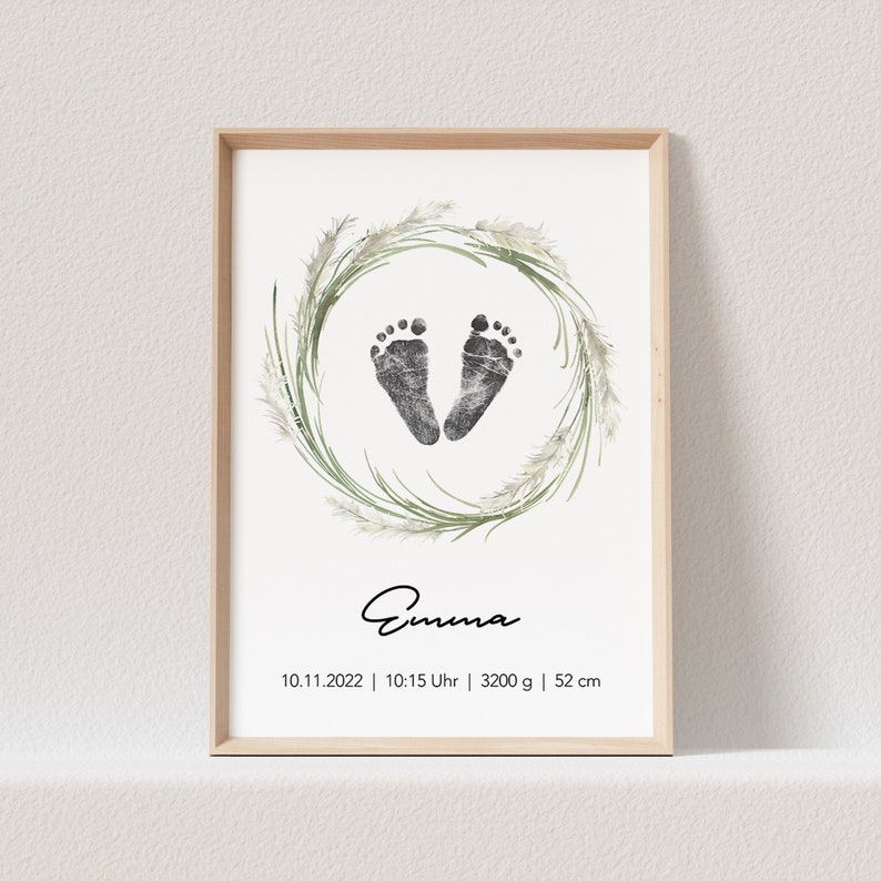 Personalized Birth Poster With Footprint - Baby Poster, 1st Birthday ...